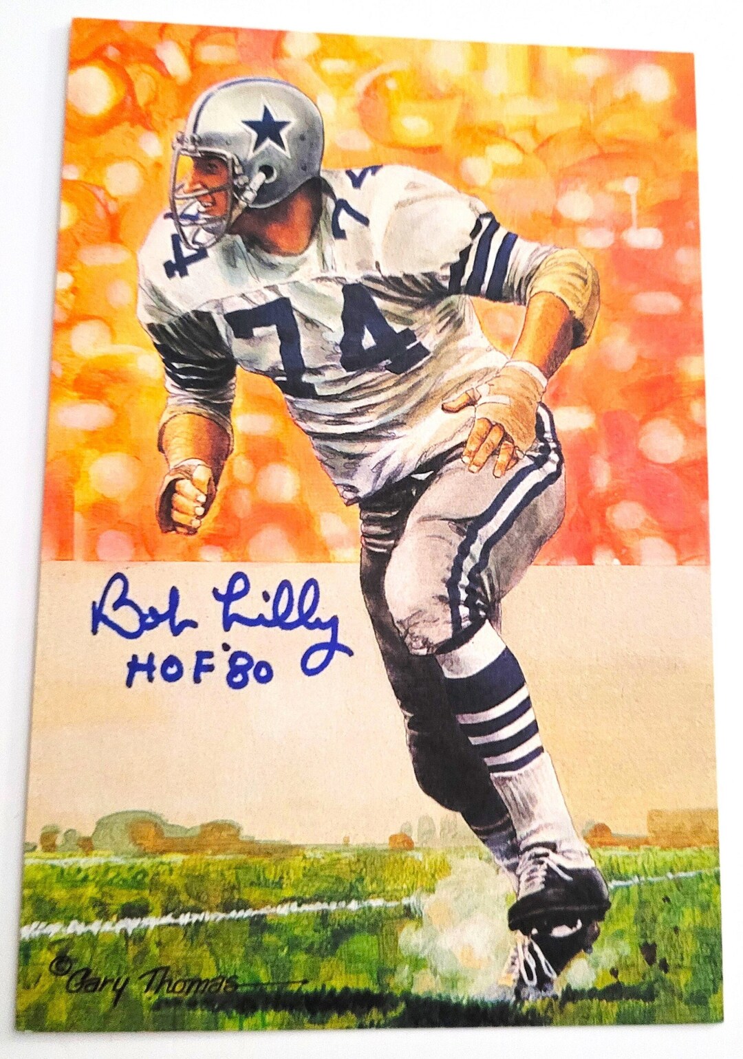 Bob Lilly Cowboys Signed & Inscribed "hof80" 4x6 Pro Football Hall of ...
