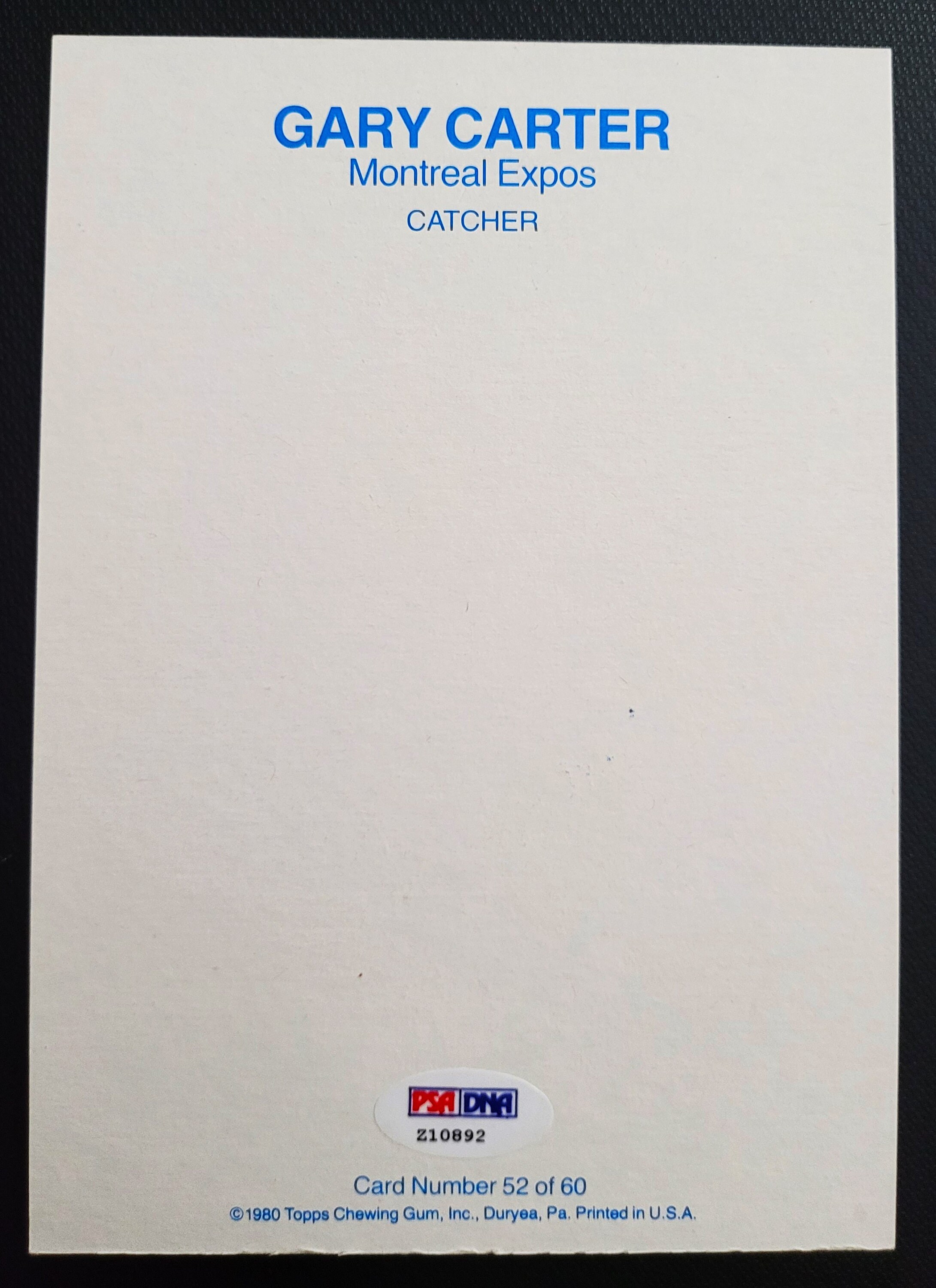 Gary Carter Montreal Expos and Hall of Famer Signed 1980 Topps 5x7 ...