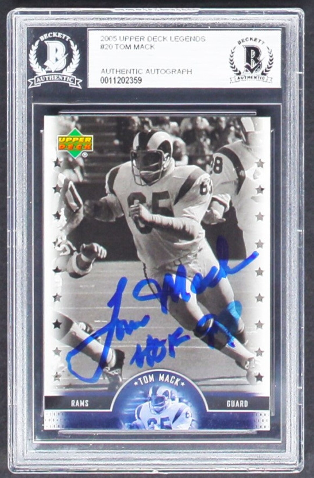 Tom Mack Los Angeles Rams and Hall of Famer Signed 2005 Upper Deck ...
