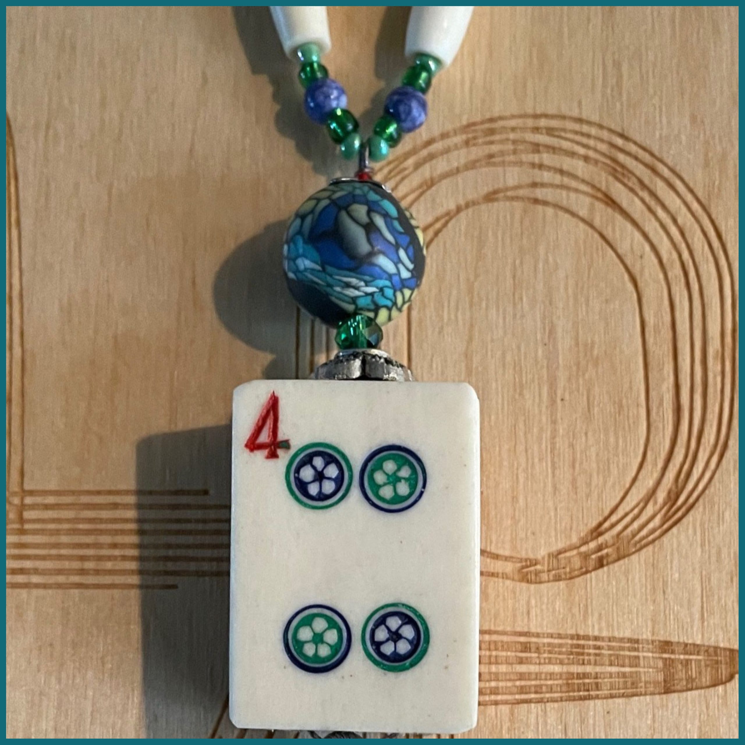 Mahjong / Mahjongg Necklace Jewelry Gift With Hand Carved, Vintage 4 ...