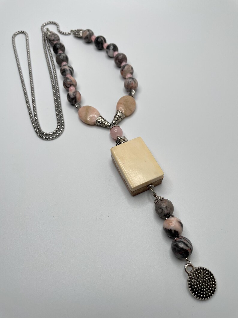 Vintage White Dragon Yak Bone and Bamboo Tile Mahjongg Necklace Jewelry ...