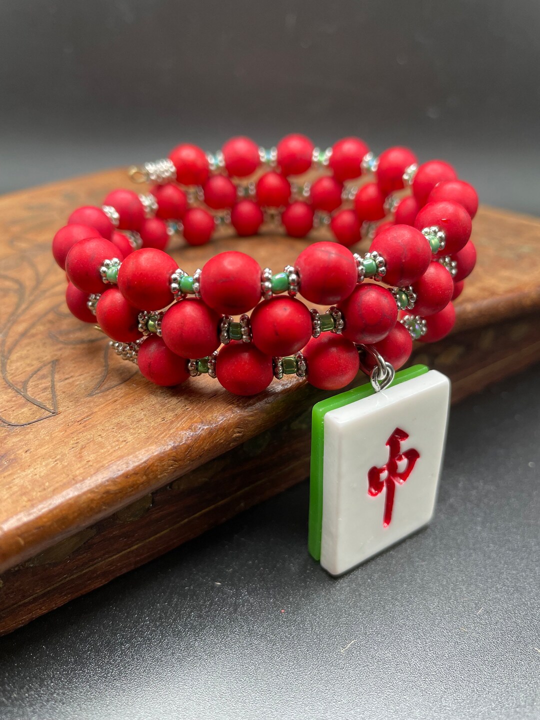 Red Dragon Mahjongg Bracelet Jewelry Gift - Etsy