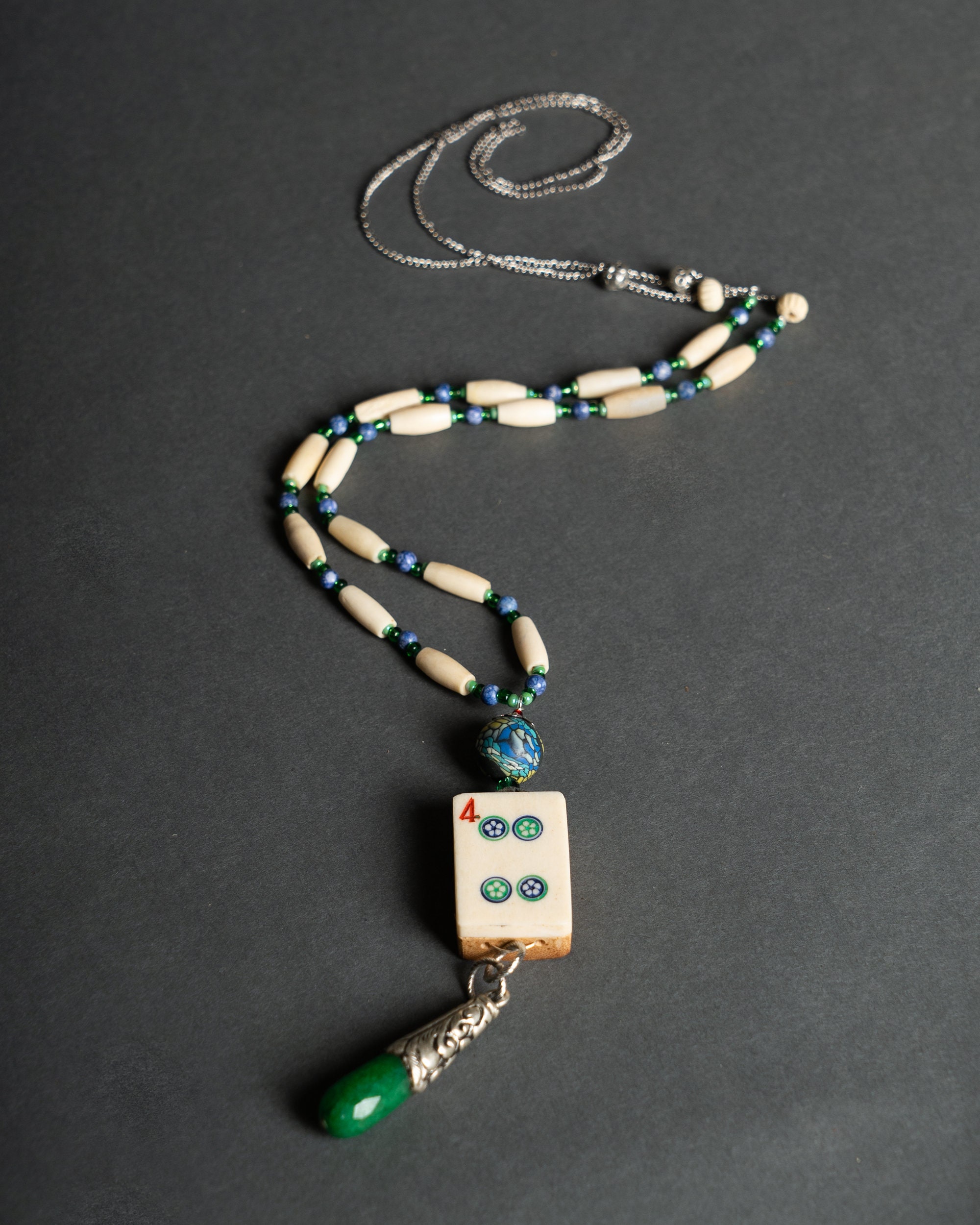 Mahjong / Mahjongg Necklace Jewelry Gift With Hand Carved, Vintage 4 ...