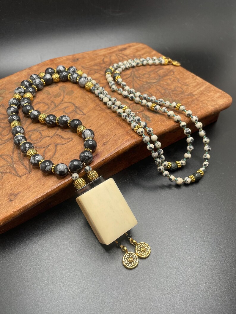 Vintage Yak Bone and Bamboo White Dragon Mahjongg Tile Necklace - Etsy