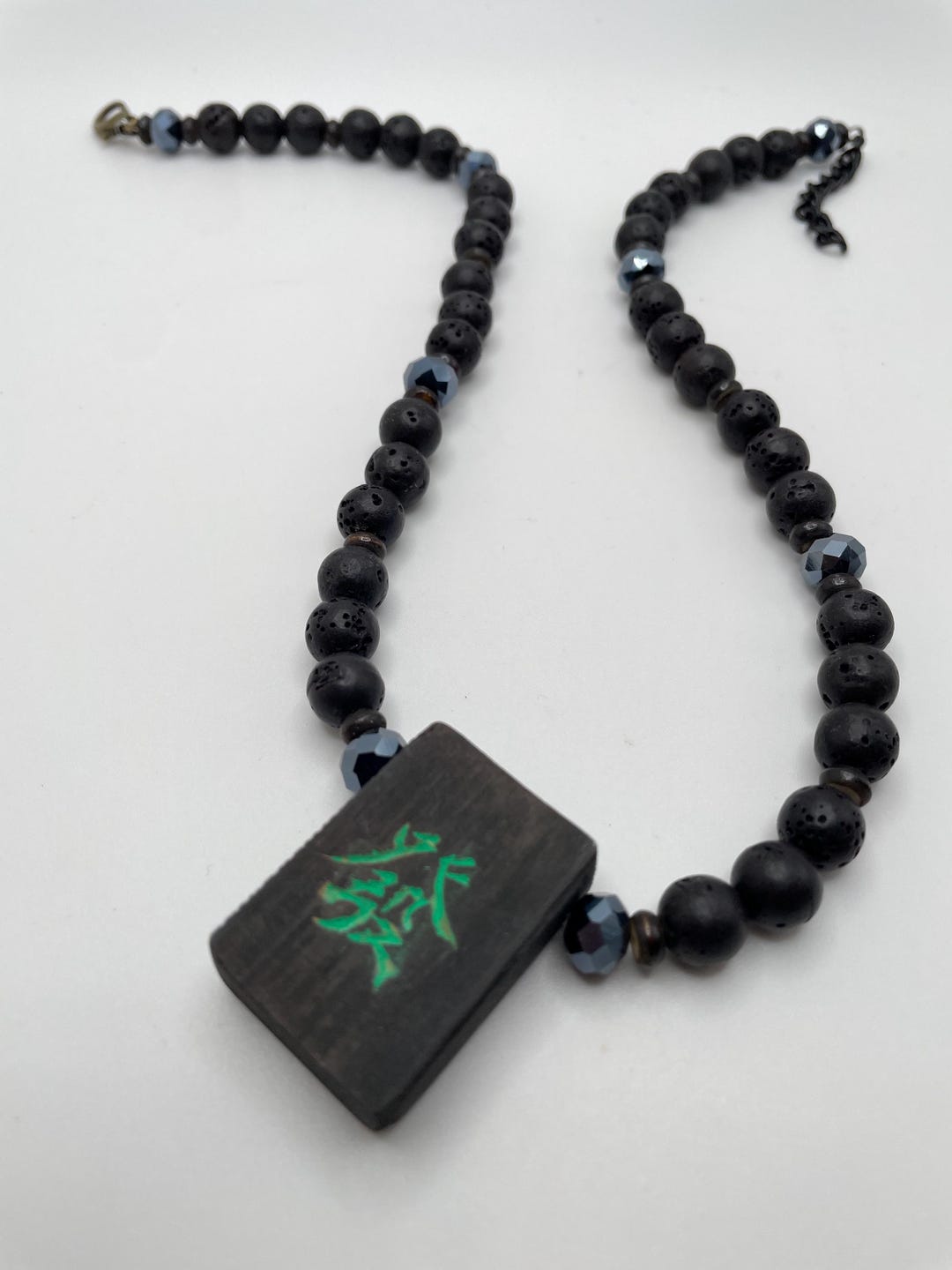 Short Black Bamboo Green Dragon Mahjongg Tile Necklace Jewelry Gift - Etsy