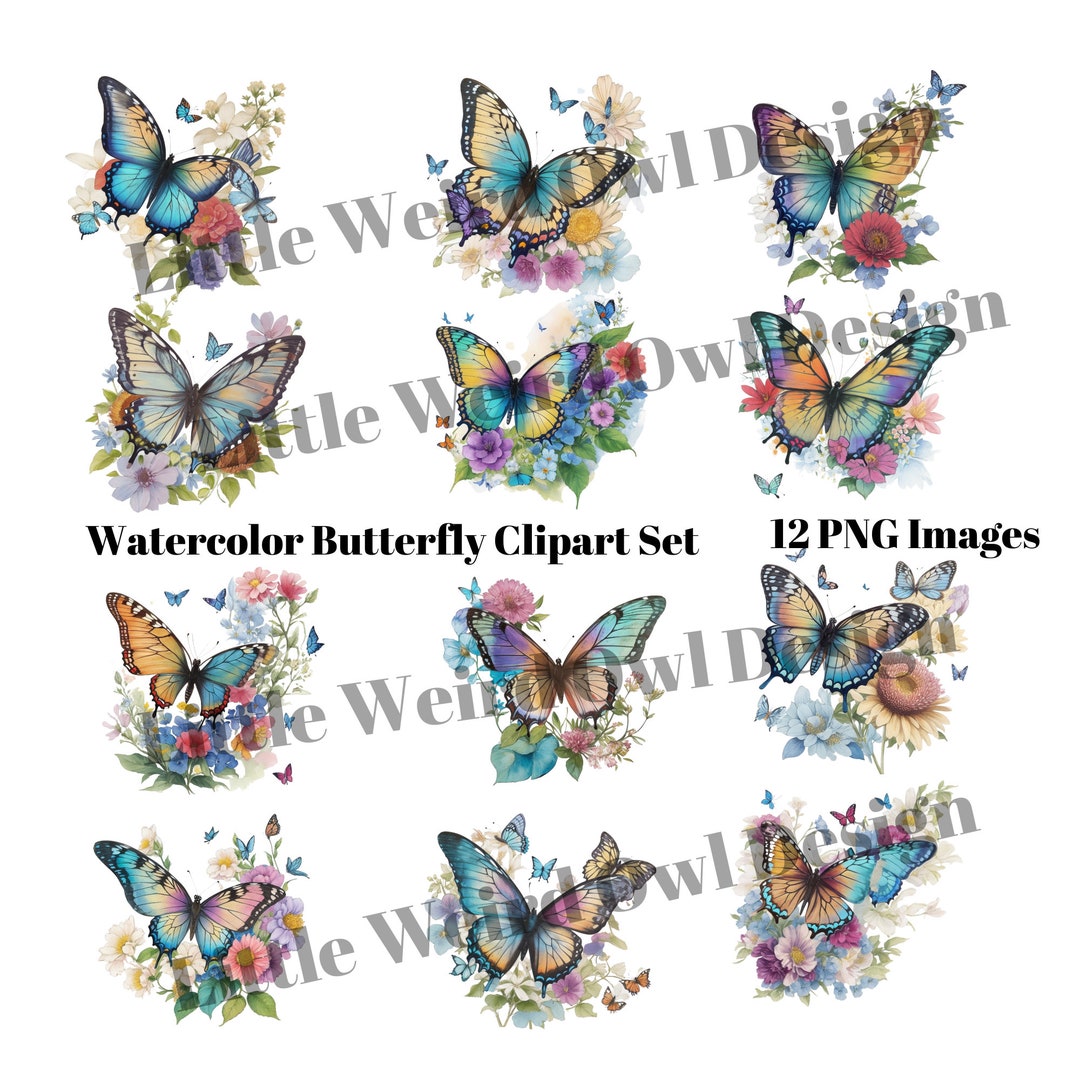 Butterfly Watercolor Clipart Floral Watercolor Butterflies Clipart ...