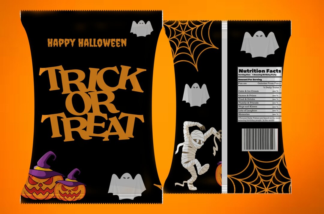 Halloween Chip Bag, Instant Download, Trick or Treat Chip Bag Wrappers ...