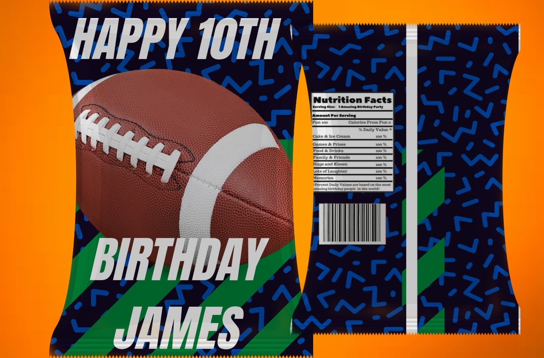 Football Party Chip Bag Labels, Football Birthday Chip Bags Football ...