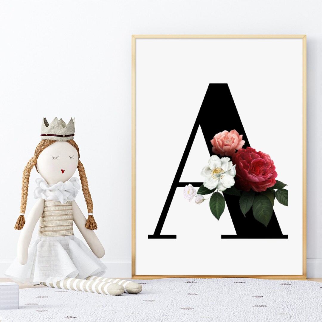Printable LETTER 'A' Wall Art Alphabet Baby Room Nursery Monogram ...