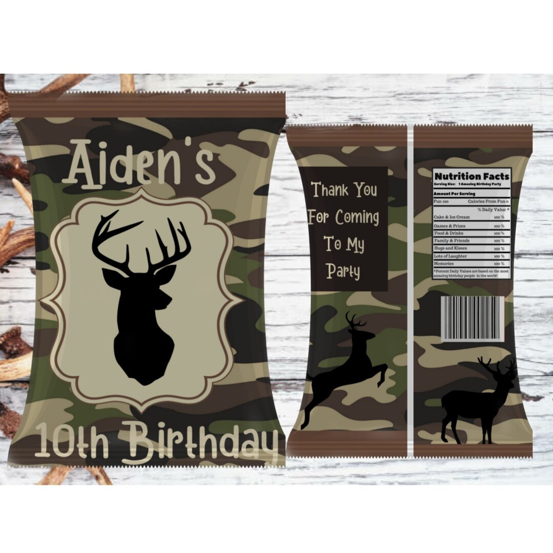 Hunting Deer Chip Bag Prints-custom Chip Bag- Favors-birthday Party ...