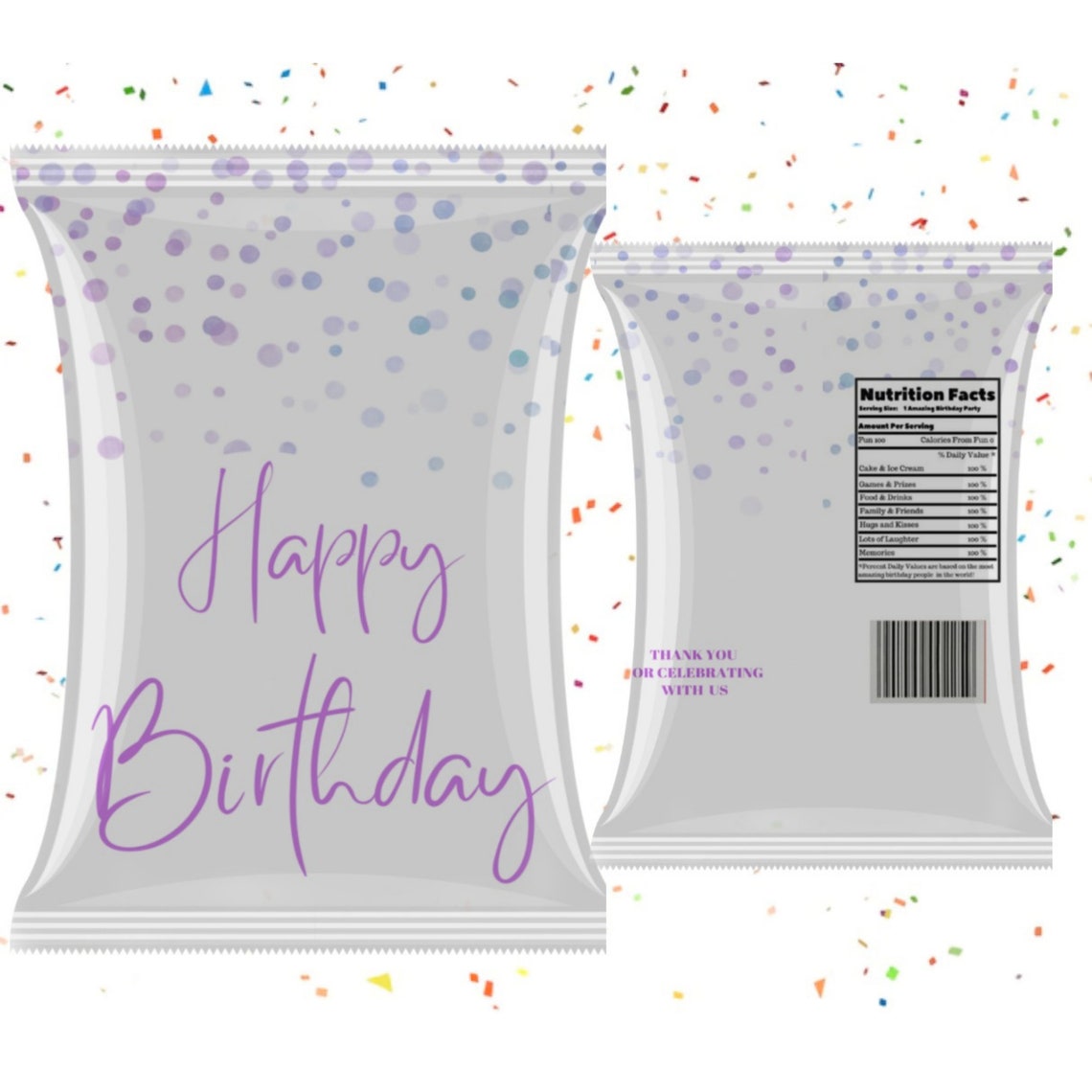 Happy Birthday Bag Prints-custom Chip Bag- Favors-birthday Party Favors ...