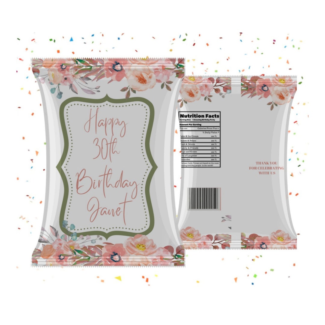 Custom Floral Flowers Happy Birthday Prints-custom Chip Bag - Etsy