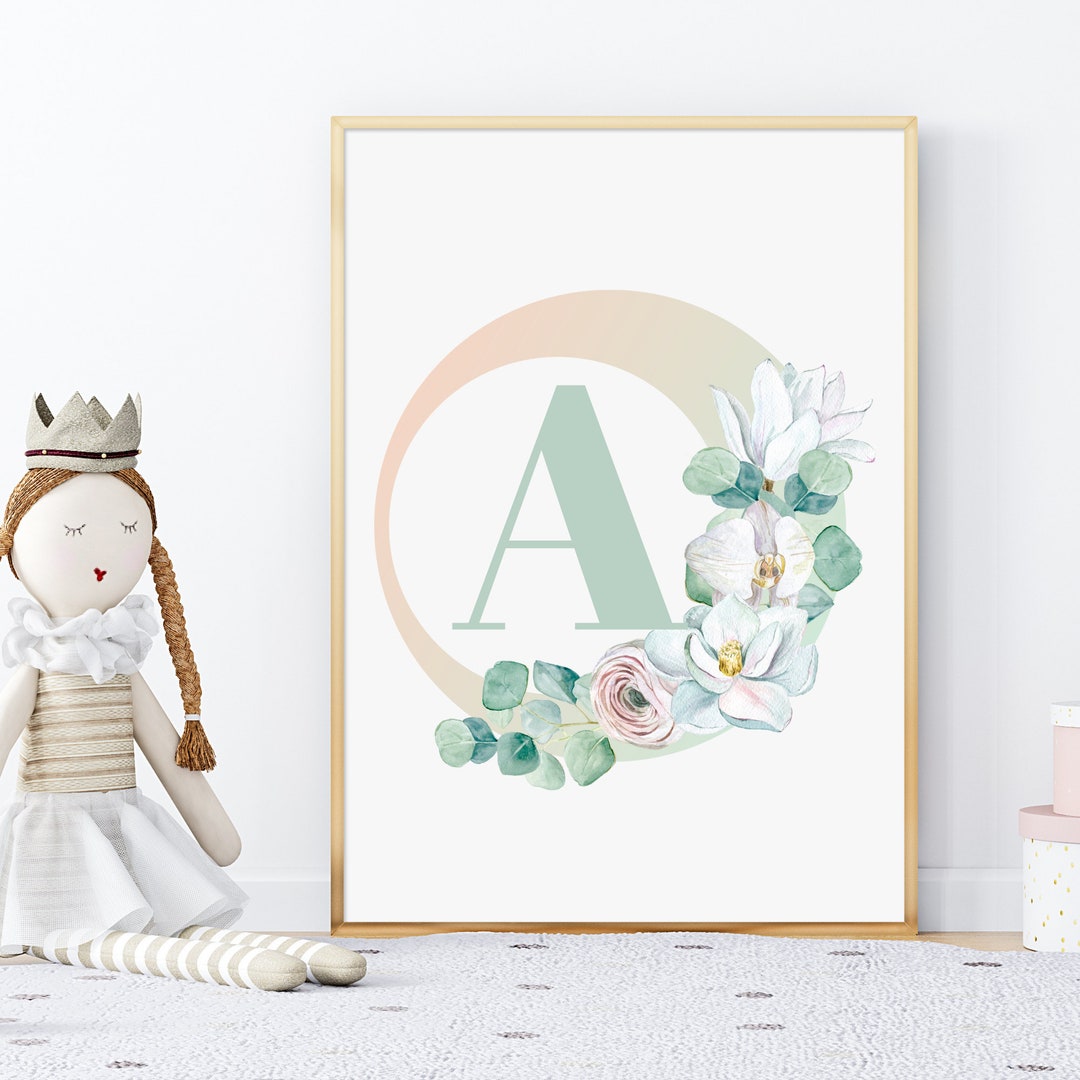 Printable LETTER 'A' Wall Art Alphabet Baby Room Nursery Monogram ...