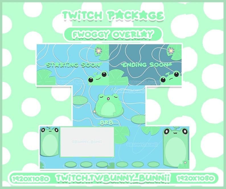 Kawaii Frog Twitch Overlays Package - 5 Scenes- 1920*1080 - Twitch ...
