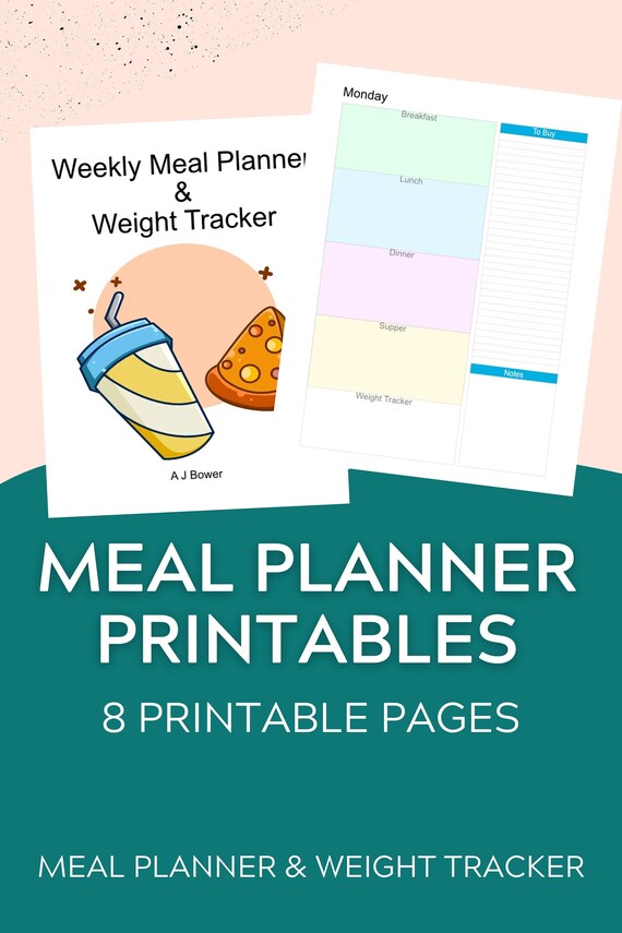 Weekly Meal Planner & Weight Tracker - Etsy