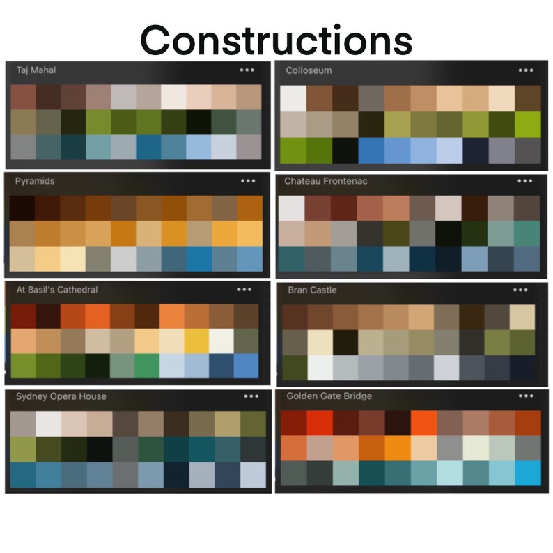135 Procreate Palettes in 11 Categories - Etsy