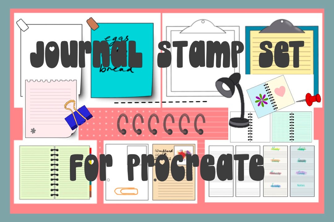 Procreate Journal and Office Stamp Set, Including Journal Pages ...