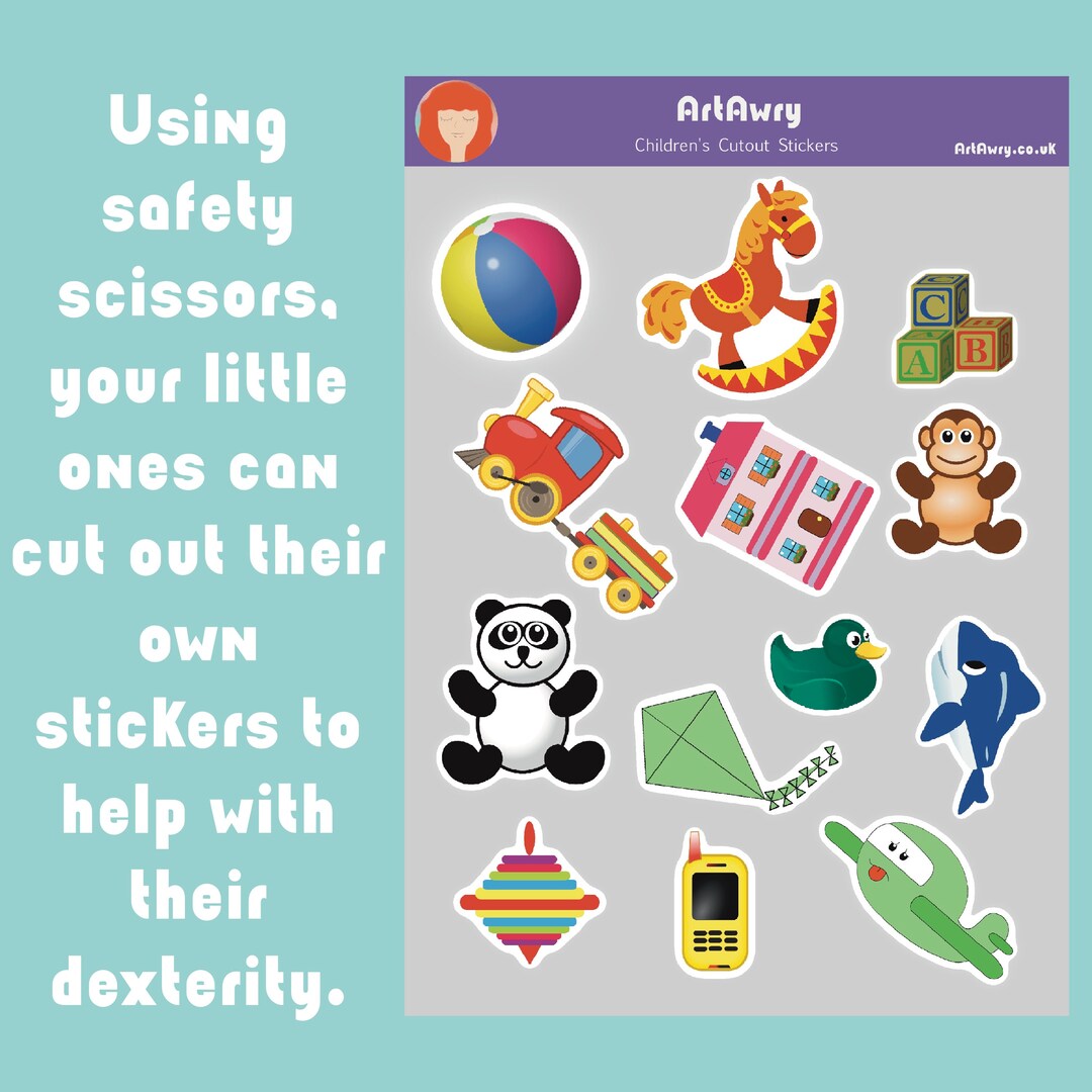 Children’s Cutout Stickers - A4, 13 Stickers, Digital Version, 300dpi ...
