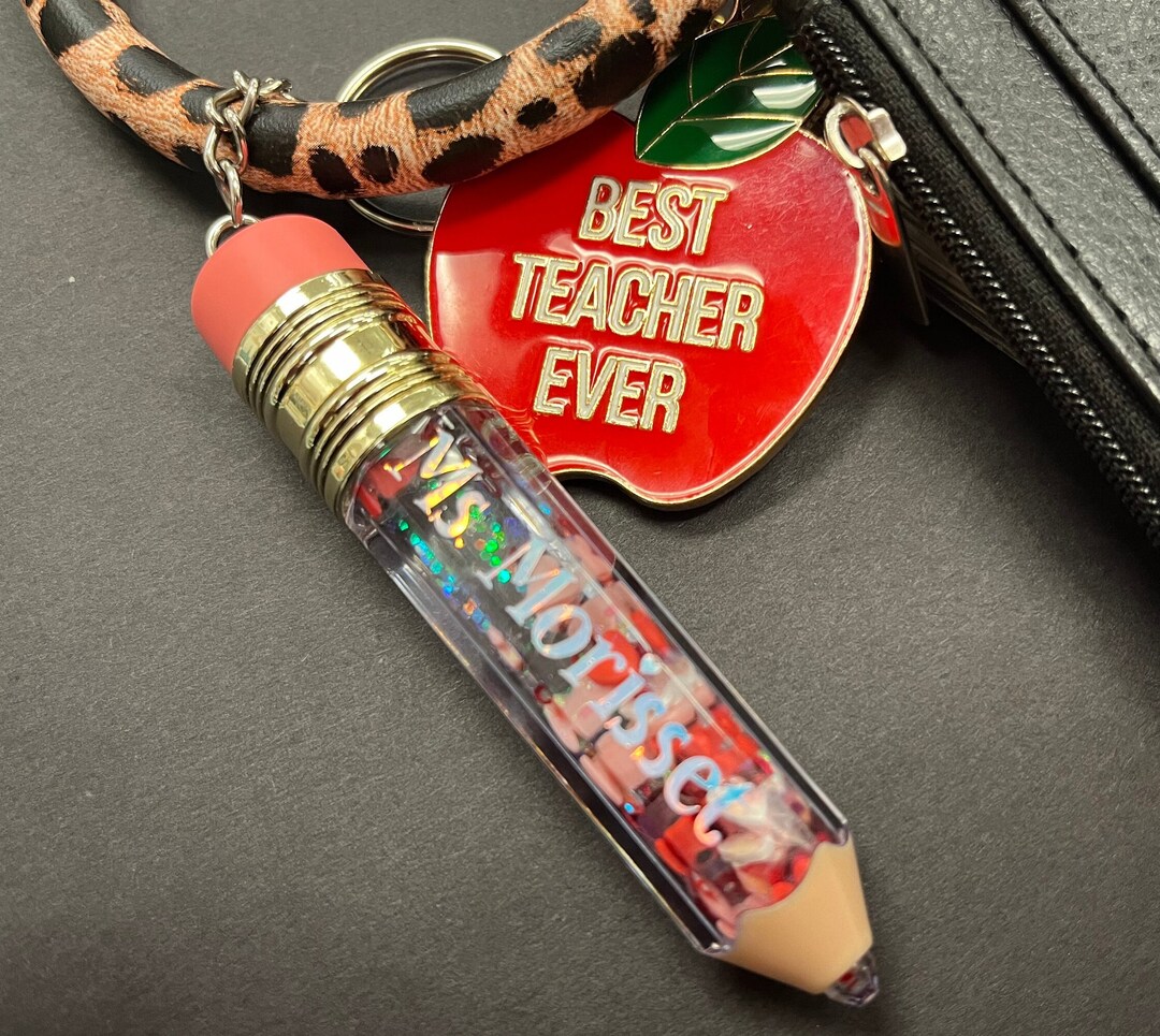 Personalized Glitter Heart Pencil Keychains - Etsy