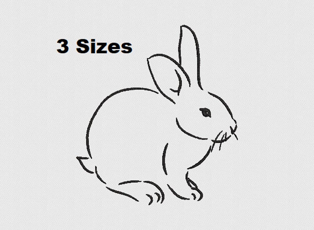Rabbit Outline Embroidery Machine Design - Etsy