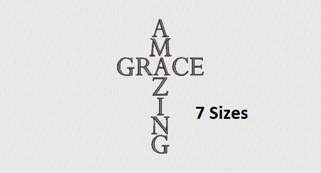 Amazing Grace Cross Machine Embroidery File - Etsy
