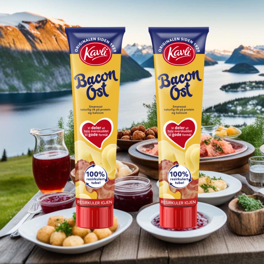 Kavli Baconost 2 Pack - Scandinavian Bacon Soft White Cheese Spread 175 ...