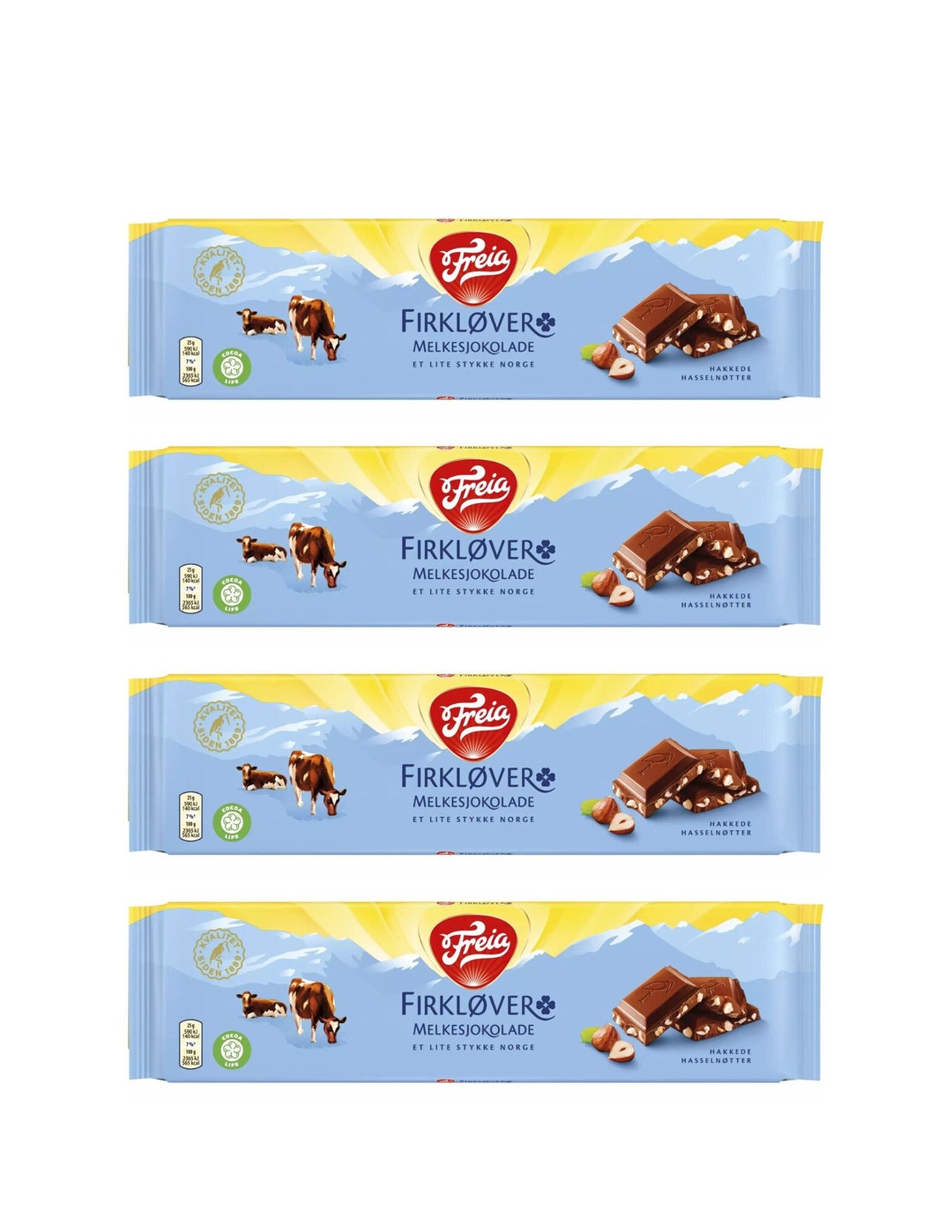 Freia Firkløver 4 Pack Freia Milk Chocolate With Chopped Hazelnuts 200 ...