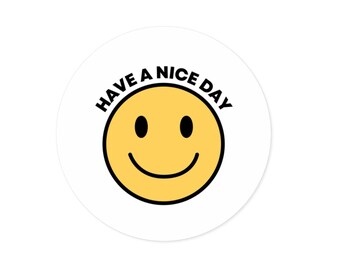 Round Smiley Sticker - Etsy