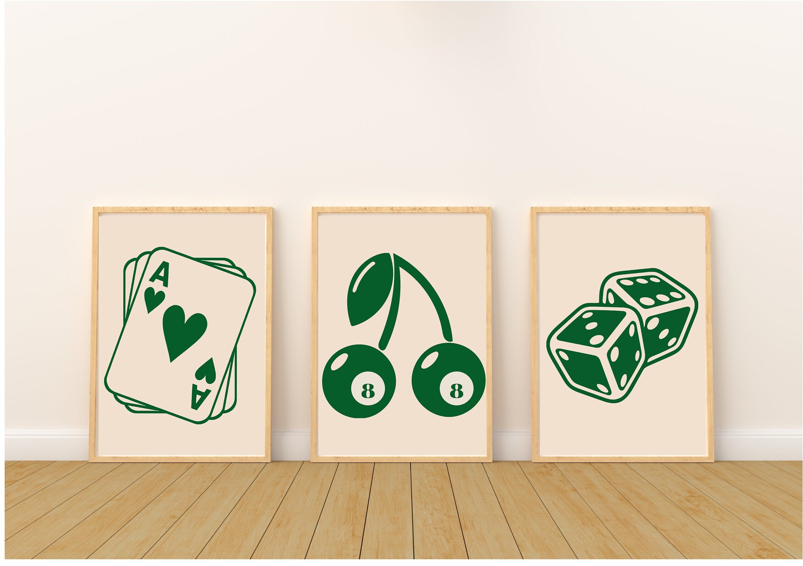Set of 3 Poker Inspried Art Prints DIGITAL DOWNLOAD, Eightball, Dice ...