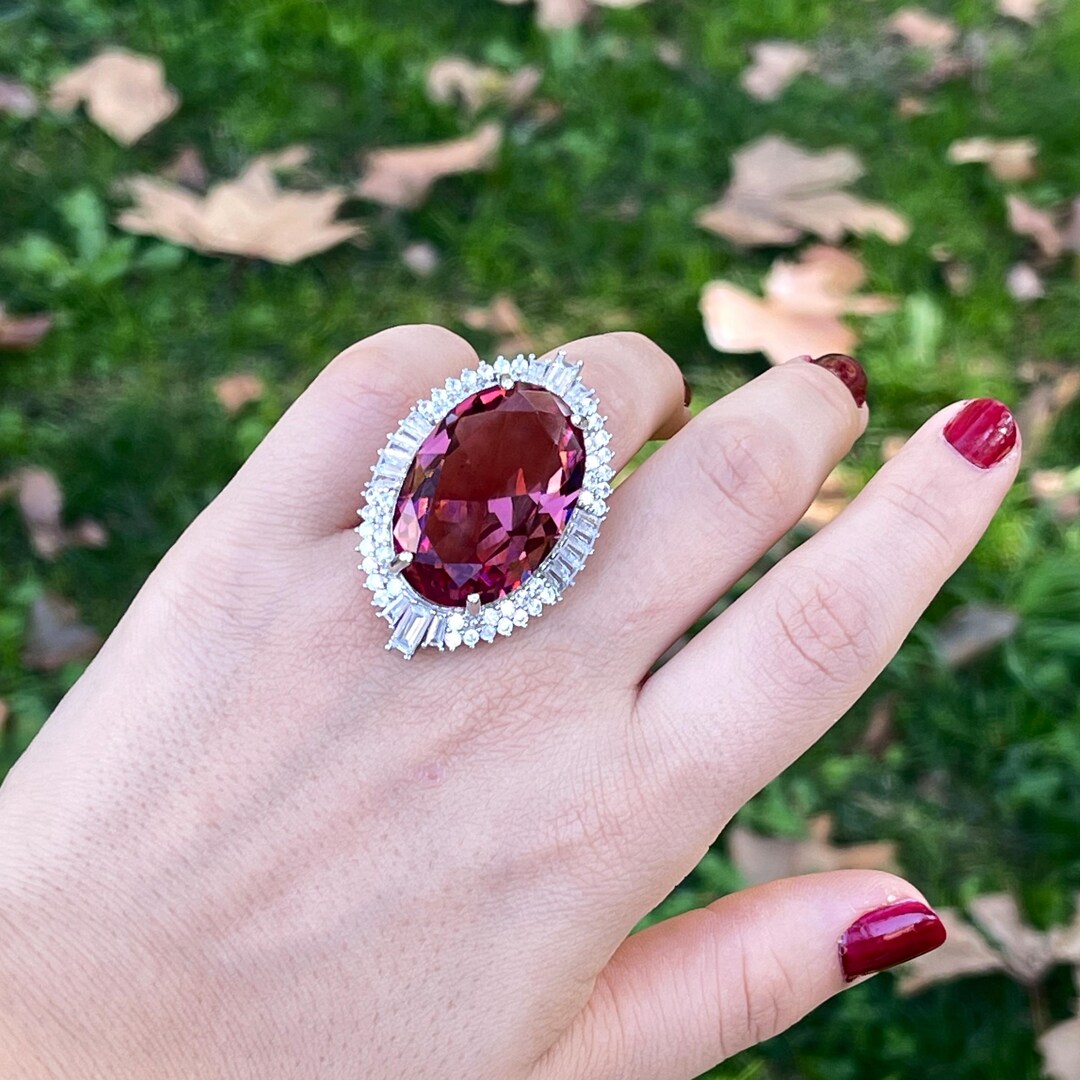 925K Huge Sultanite Silver Ring, Sultanite Stone Changes Color With the ...