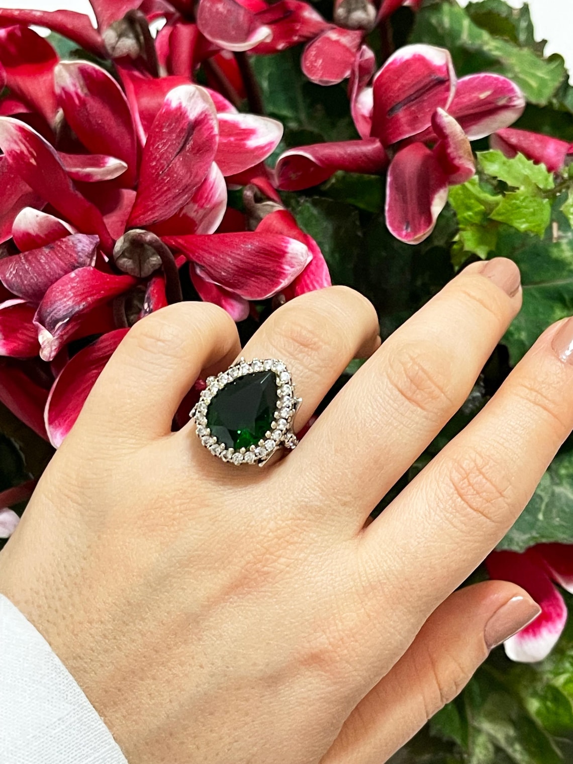 Hurrem Sultan Silver Ring, Emerald Hurrem Queen Ring, Ottoman Queen ...