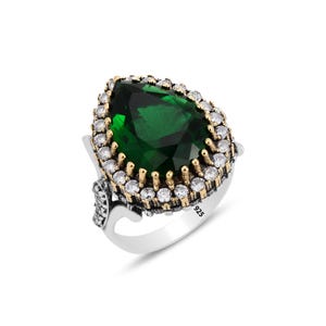 Hurrem Sultan Silver Ring, Emerald Hurrem Queen Ring, Ottoman Queen ...