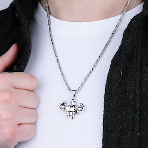 Sterling Silver Bodybuilder Pendant Necklace, Gym Fitness Jewelry, Men ...