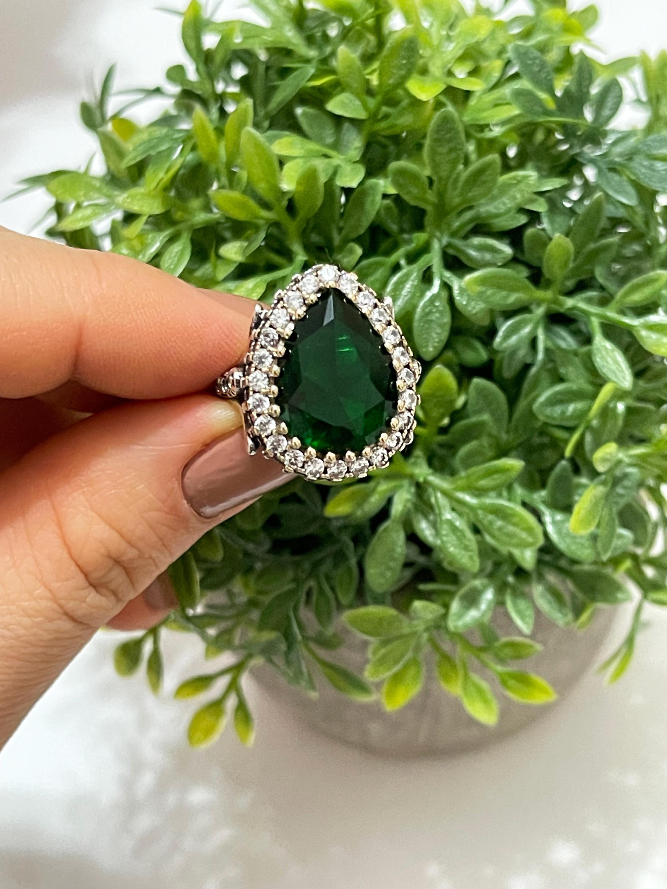 Hurrem Sultan Silver Ring, Emerald Hurrem Queen Ring, Ottoman Queen ...