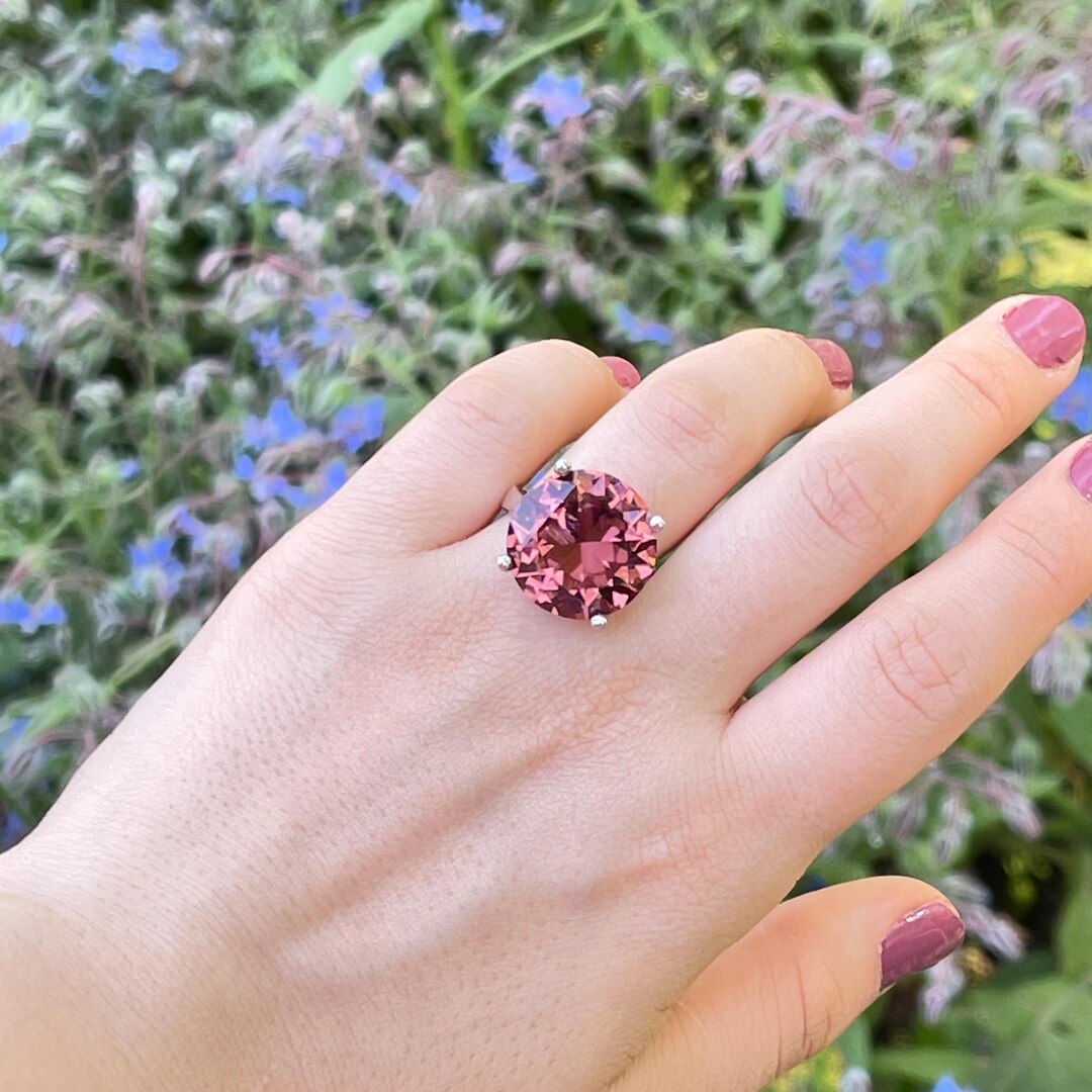 Round Sultanite Stone Silver Ring, Sultanite Stone Changes Color With ...