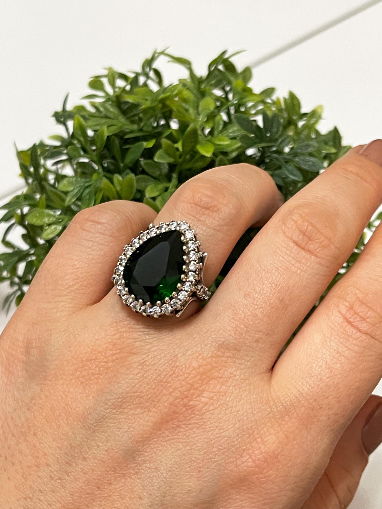 Hurrem Sultan Silver Ring, Emerald Hurrem Queen Ring, Ottoman Queen ...