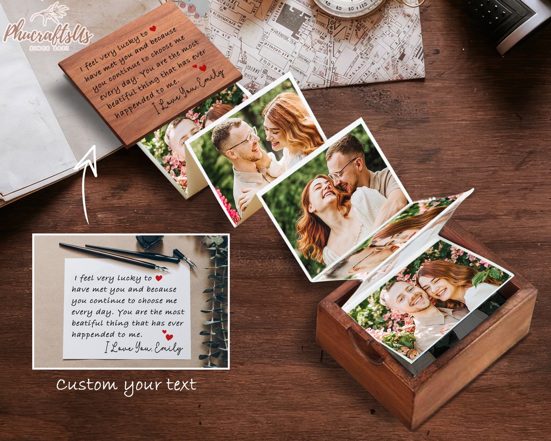 Pull Out Photo Album in Box Custom Photo Couples Wooden Photo Box Love ...