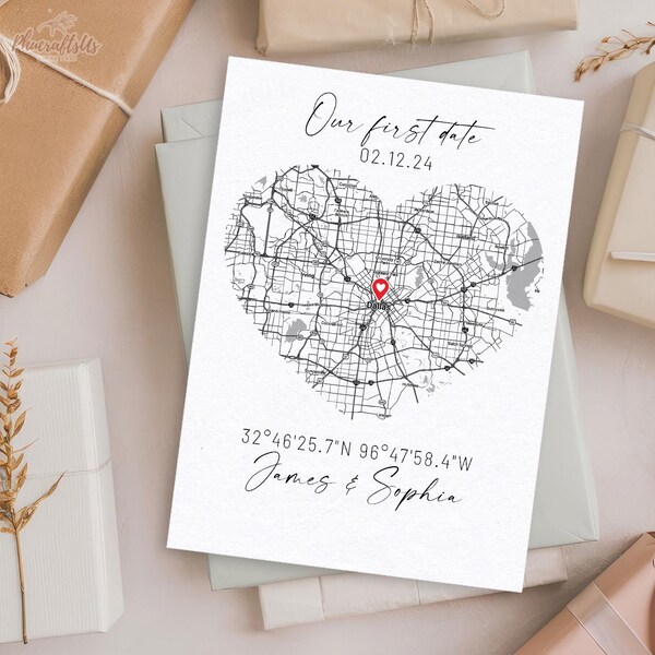 Heart Shaped Map - Etsy