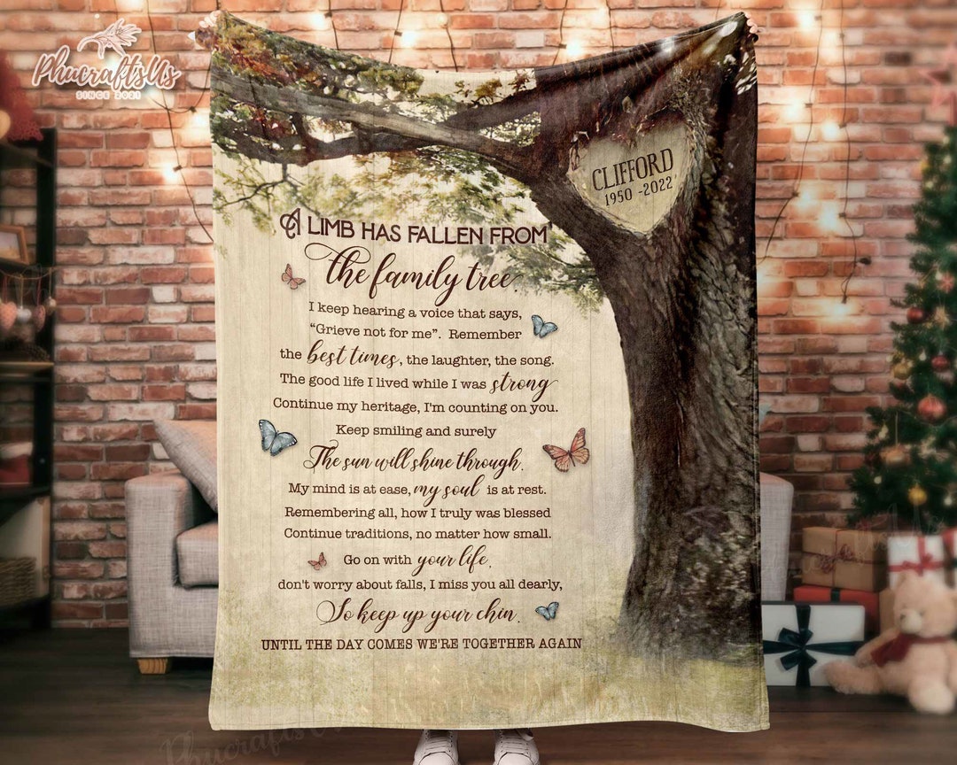 A Fallen Limb Memorial Blanket Loss of Father Gift, Custom Family Tree ...
