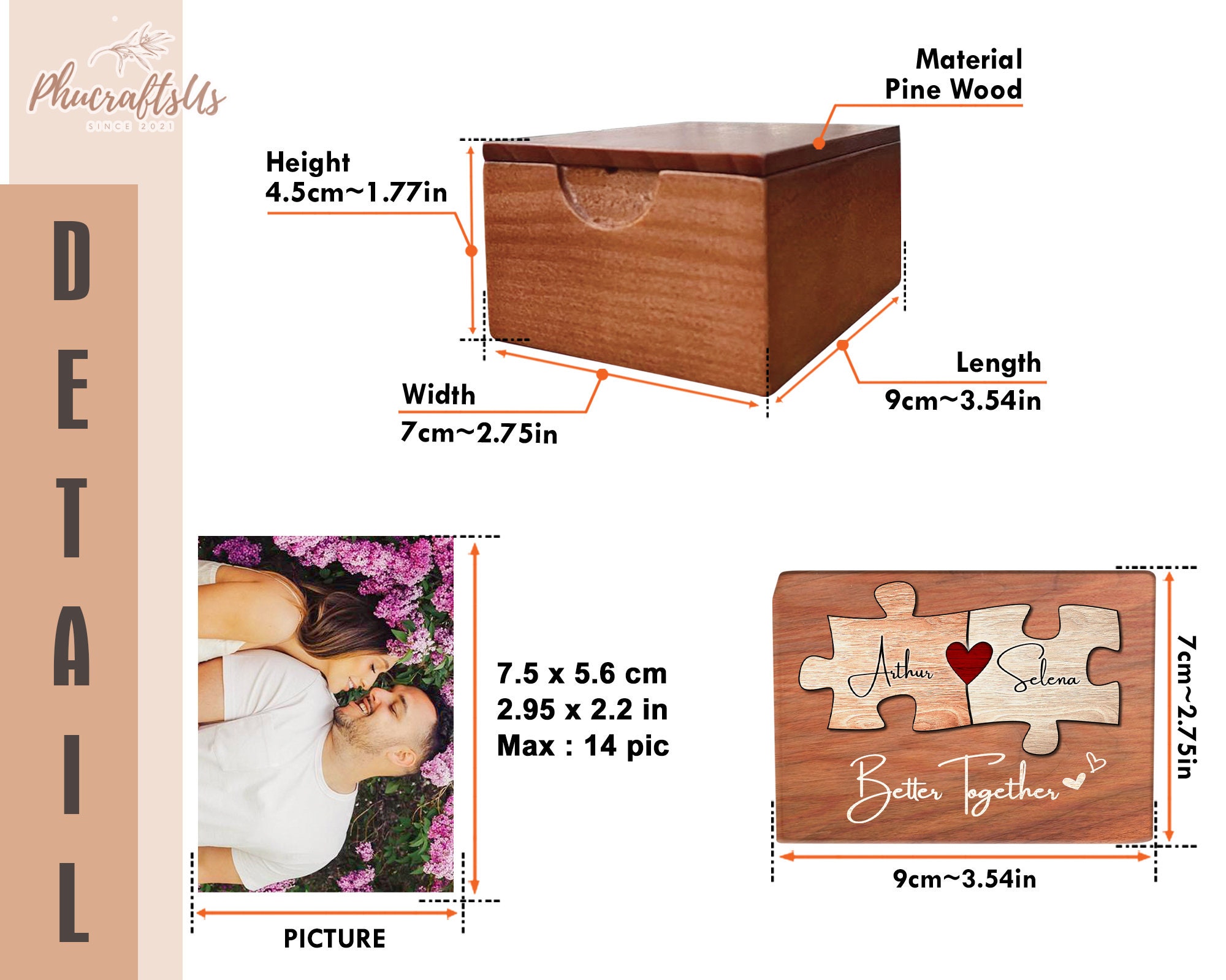 Custom Pull Out Photo Couples Wooden Box | Better Together Pull Out ...