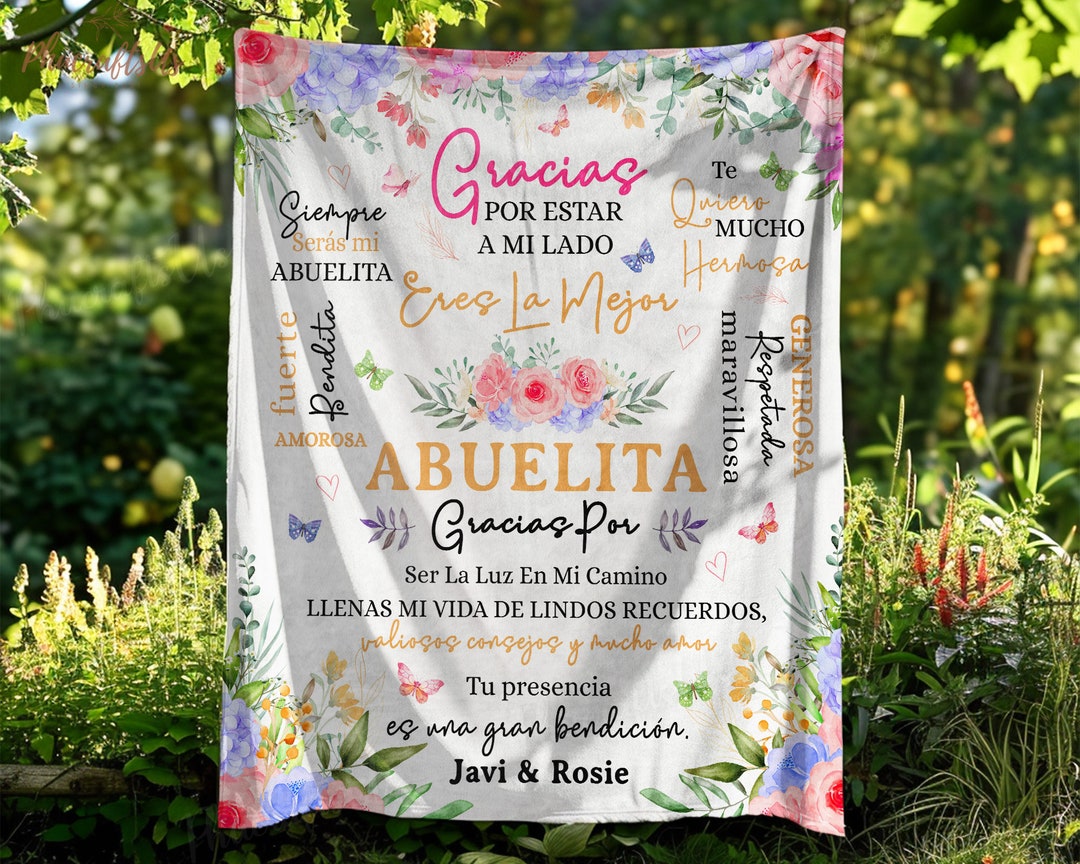 Spanish Abuela Gift for Grandma | Gracias Abuelita Blanket Gift for ...