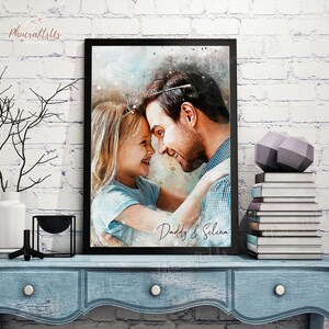 Custom Watercolor Dad Portrait Gift, Portrait Gift Wall Art for Dad ...