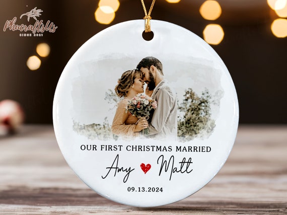 First Christmas Married Ornament 2024 Custom Photo Married Ornament Mr and Mrs Wedding Ornament Newlywed Christmas Gift Etsy UK