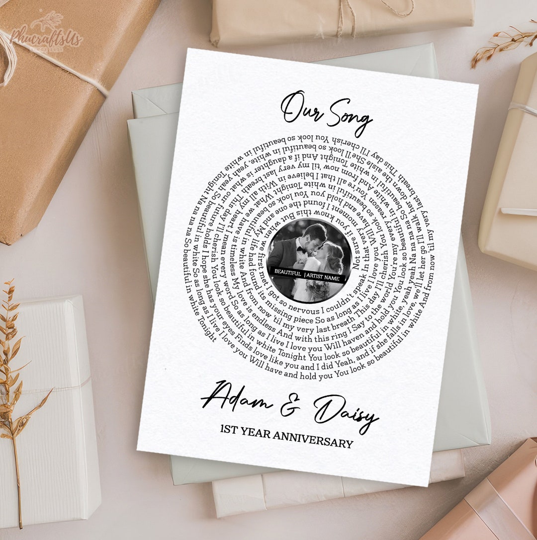 Song Lyric Card Perfect for Wedding, Wedding Card, Anniversary Card ...