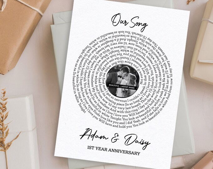 Song Lyric Card Perfect for Wedding, Wedding Card, Anniversary Card ...