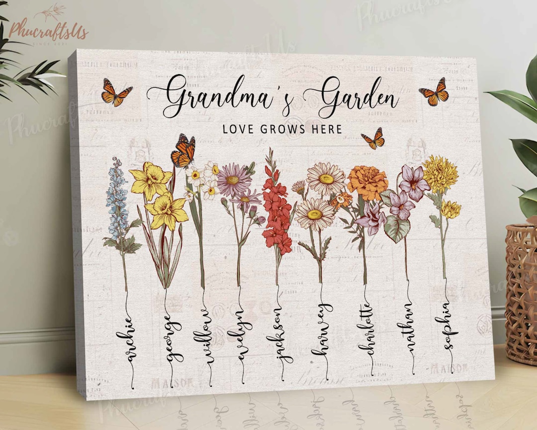 Grandma Garden Gift, Custom Gift for Grandma From Grandkids, Custom ...