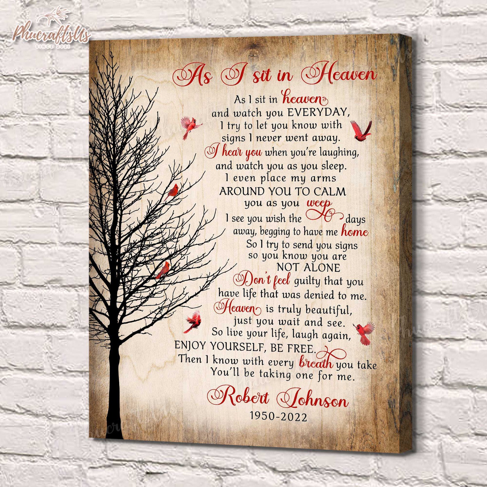 Red Cardinal Memorial Gifts as I Sit in Heaven Memorial - Etsy