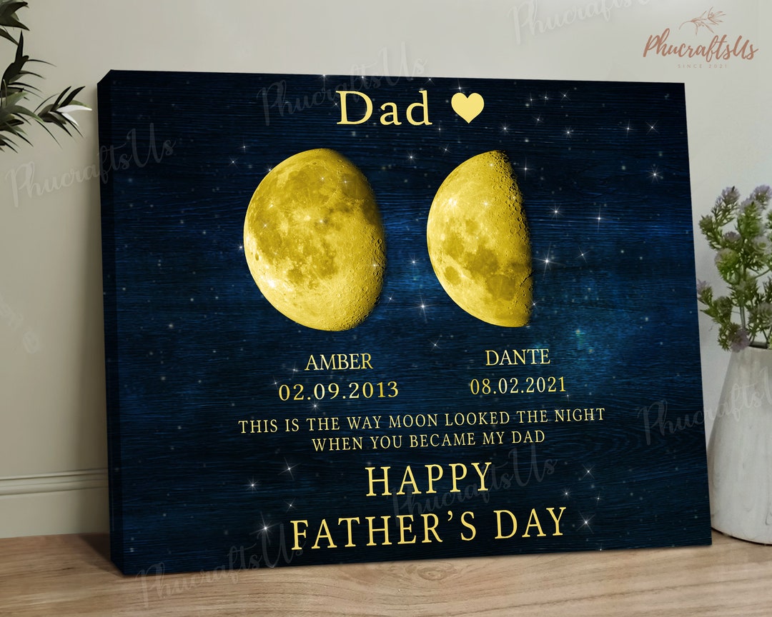 The Day You Became My Dad Moon Phase Canvas, Personalized Moon Phase by ...