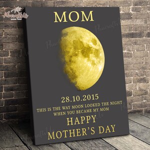 Personalized Moon Phase Wall Art Gift for Mom, the Day You Were Born ...