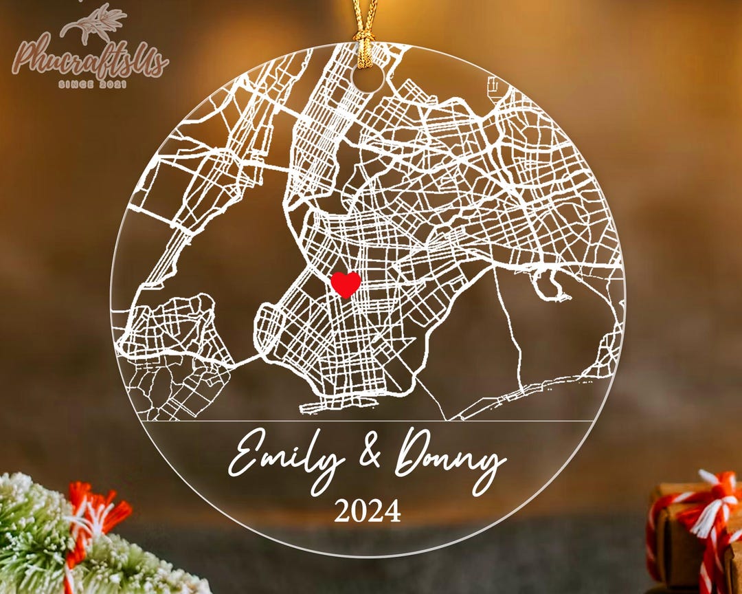 Engagement Ornament Map, Gifts for Newly Engaged Couple, Engagement Map ...